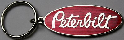 peterbilt semi truck pete 18 wheeler truck key chain tag holder round ...