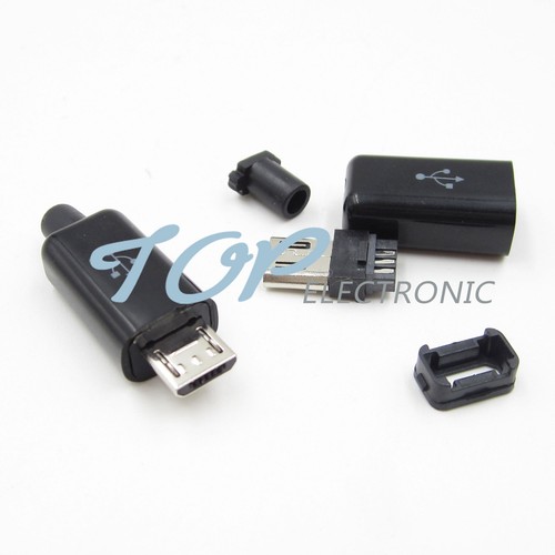20PCS DIY Micro USB Male Plug Connectors Kit w/ Covers Black | eBay
