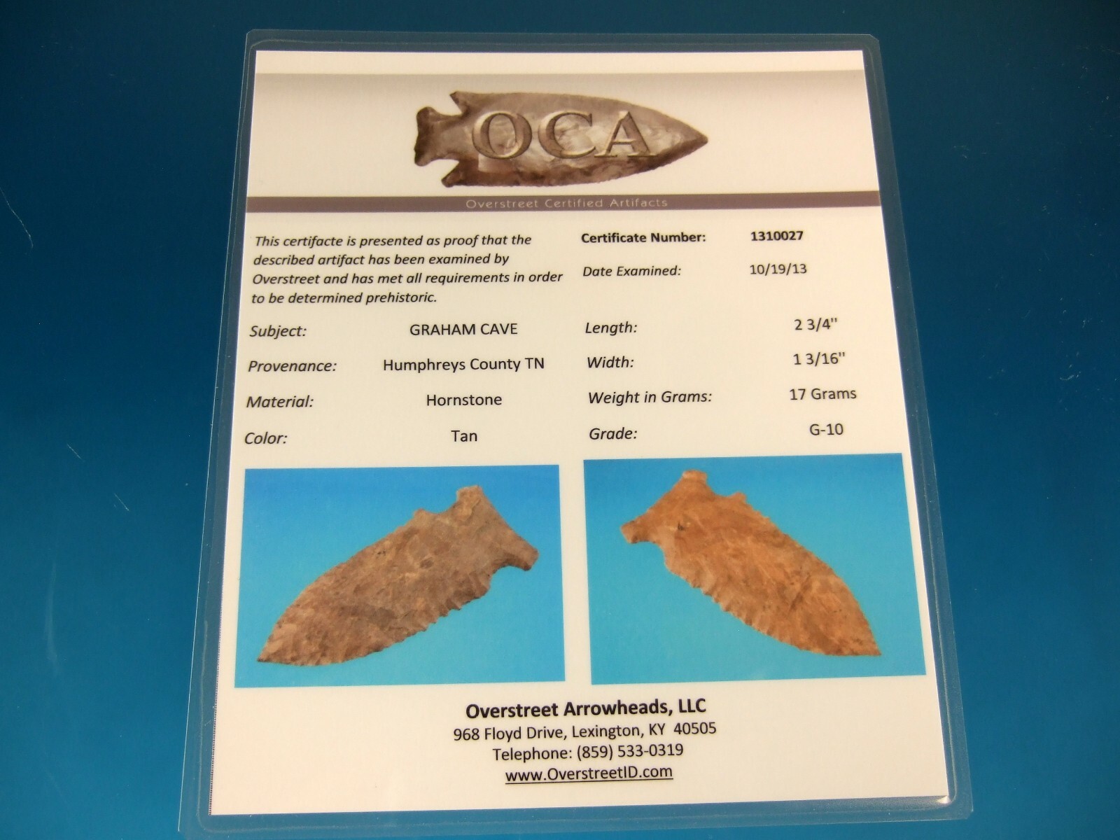 Super Fine Tennessee Graham Cave Point Pictured Overstreet Arrowheads ...