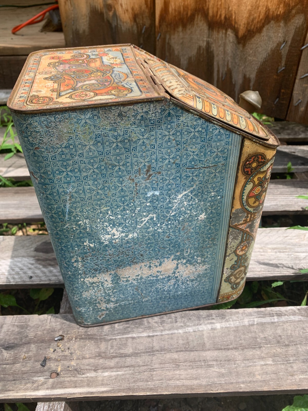 Antique General Store Mustard Tin box container Rare 1800's ? Pull Lid ...