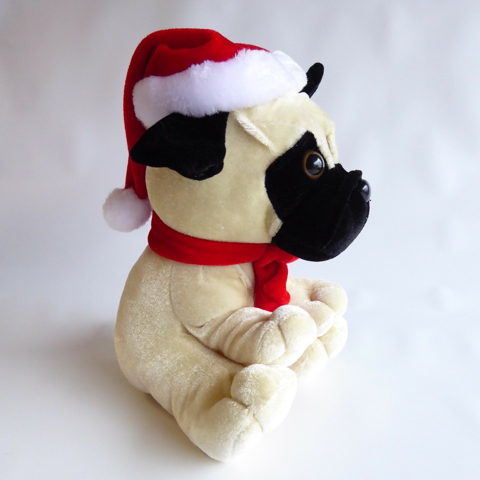 Plush Pug Dog Santa Hat Stuffed Animal Puppy Ideal Toys Direct | eBay