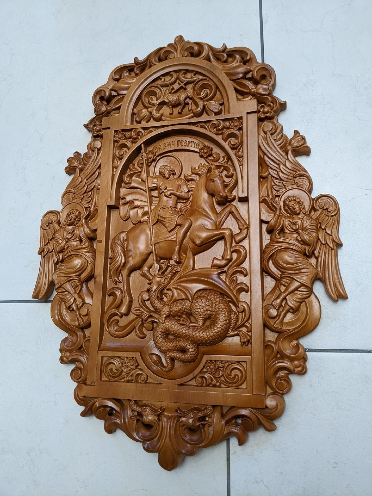Saint George Wood Carved Orthodox Icon Picture 20" Gifts for mom | eBay