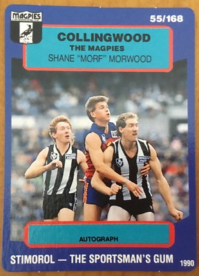 1990 AFL SCANLENS STIMOROL COLLINGWOOD MAGPIES SHANE MORWOOD #55 CARD ...