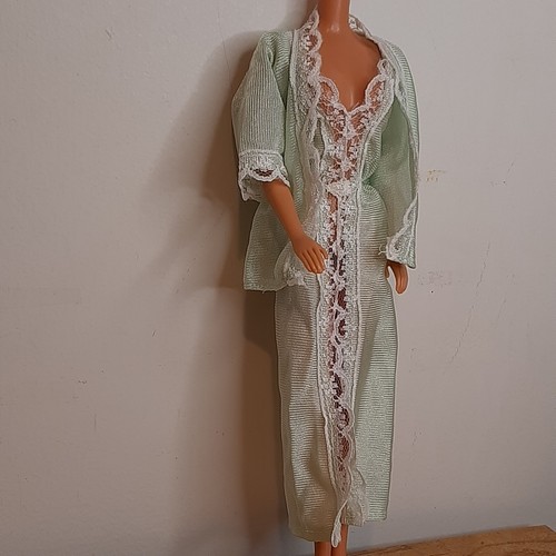 Vtg Barbie or Bild Lilli Clone Risque Green Nightgown & Robe Lace Sexy ...