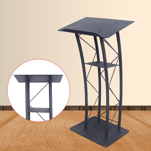 Curved Podium Metal Truss Lectern with Curved Design and Built-in Shelf ...