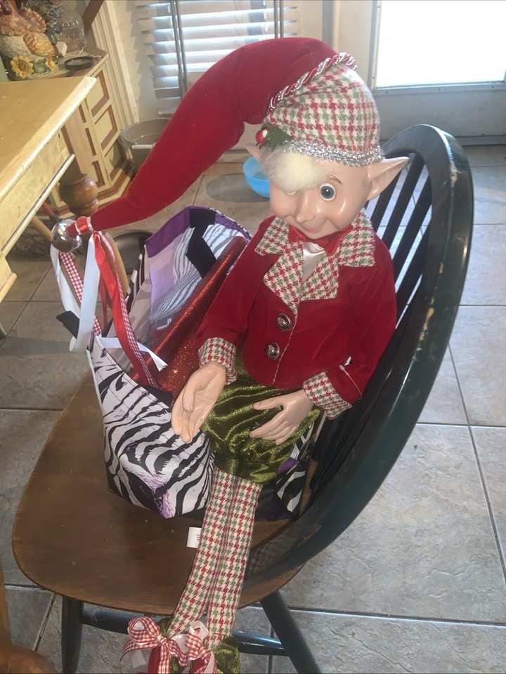30 INCH CHRISTMAS ELF POSEABLE BY RAZ CHOICE OF RED OR GREEN HAT 523127 ...