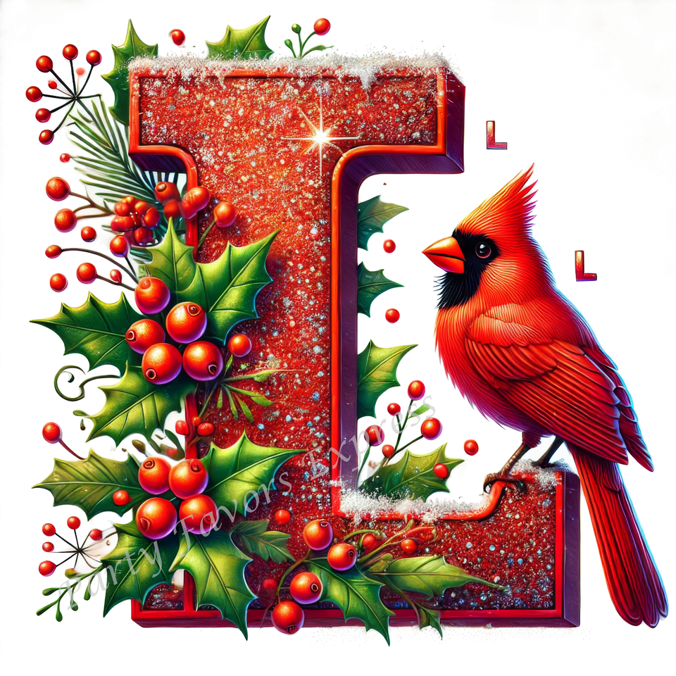 CHRISTMAS RED CARDINAL MONOGRAM LETTER ENVELOPE SEALS LABELS STICKERS ...