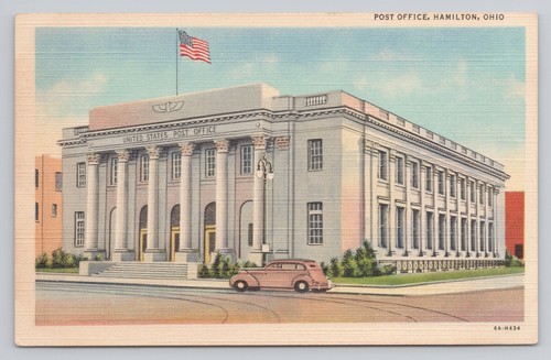 Postcard Post Office Hamilton Ohio Linen WOB 1950 | eBay