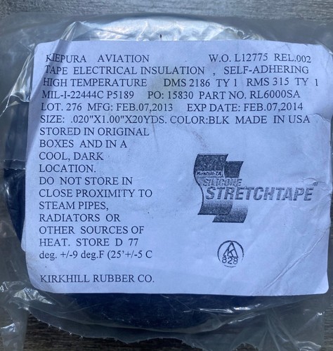 Kirkhill RL6000SA High Temperature Electrical Stretch Tape (20 Yd) New ...