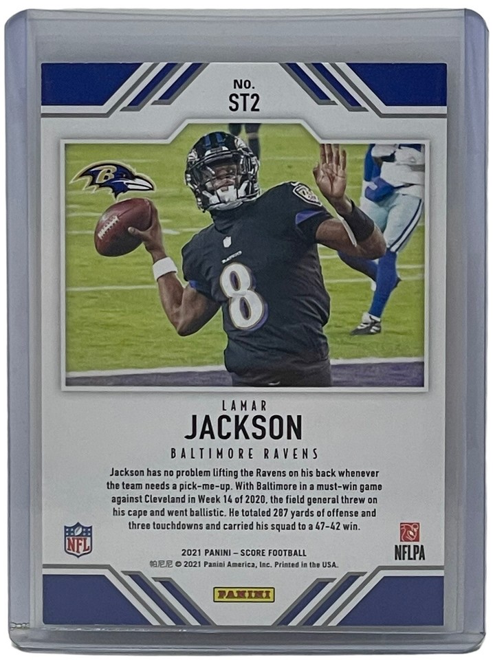 Lamar Jackson 2021 Score Red Parallel Score Team Insert Card Ravens # ...
