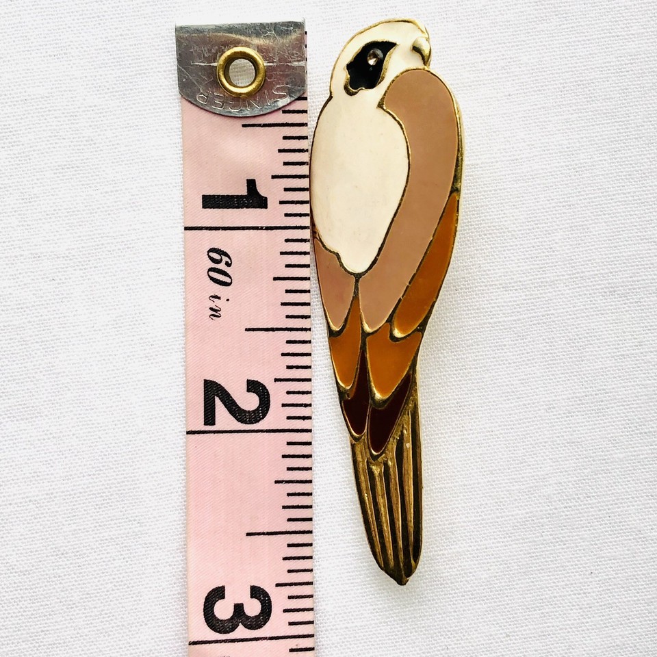 Vintage Enamel Hawk Kestrel Brooch Pin Figural Animal Nature Hunting ...