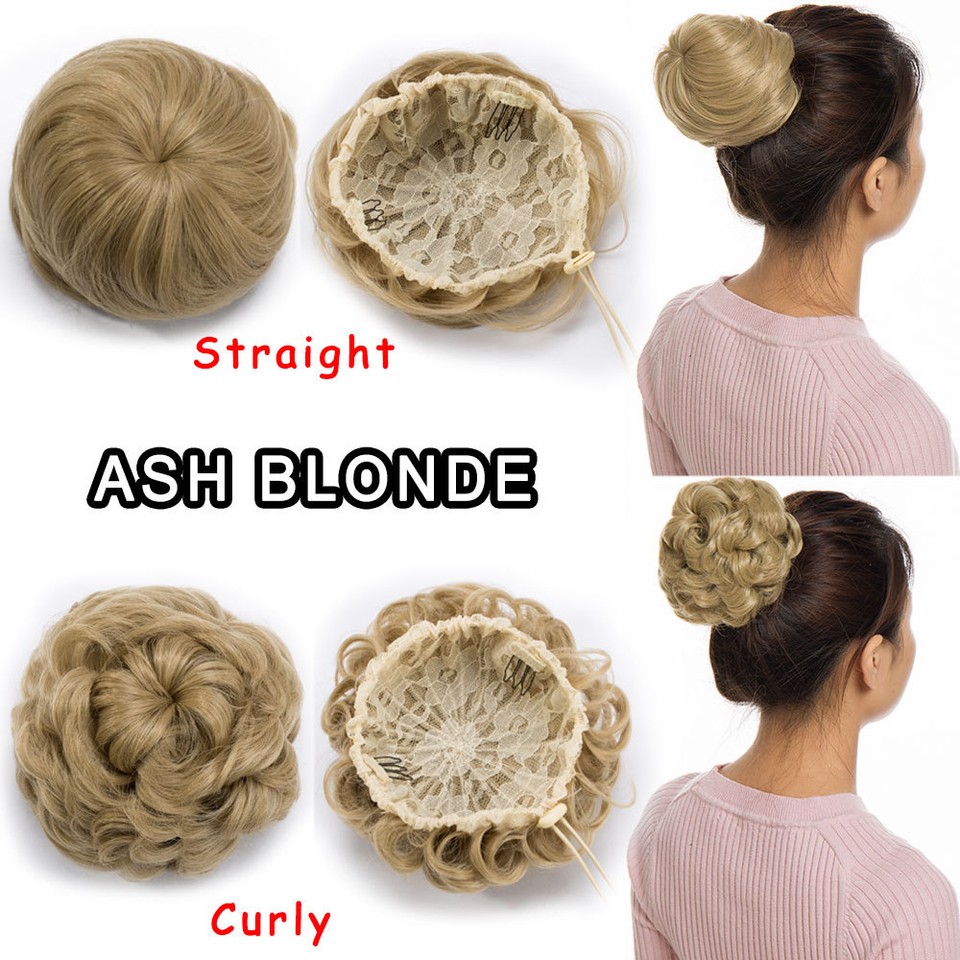 Real Natural as human Curly Bun Hairpiece Drawstring Clip In Hair ...