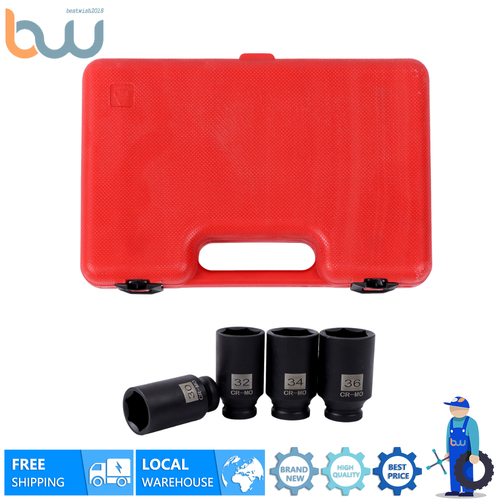 12 Point 1/2" Drive Deep Spindle Axle Nut Socket Set MM 30mm 32mm 34mm ...