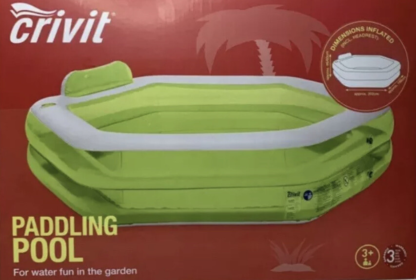 Crivit Hexagonal Outdoor Paddling Pool With Cup Holder 2 X 1.9 M Kids ...