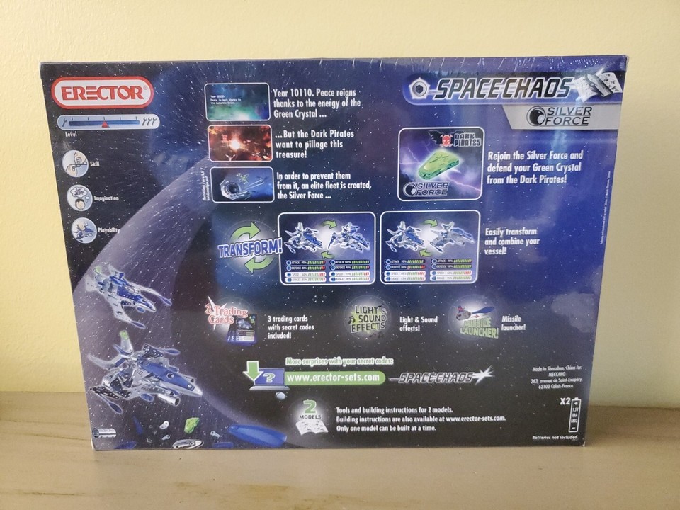 Erector Set 7101, Space Chaos Silver Force, 2 Models, 270 Parts New ...
