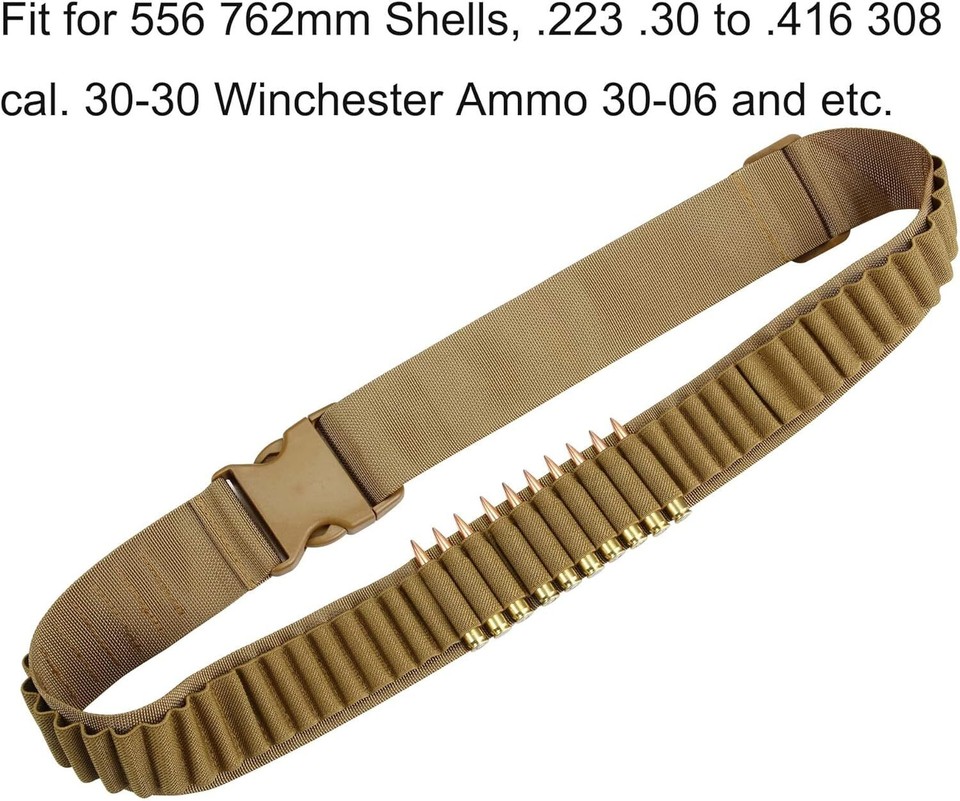 Tactical 50 Rounds Rifle Bullet Ammunition Belt Cartridge Ammo ...