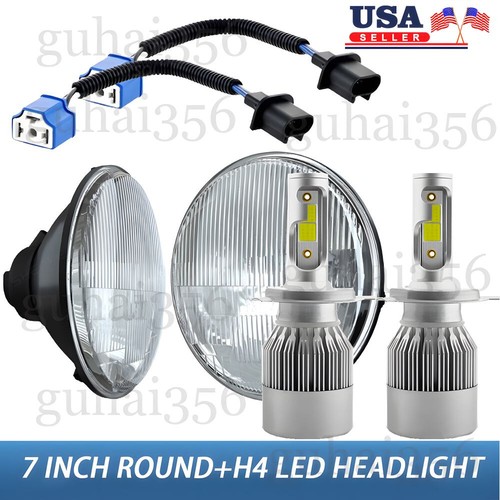 7 Inch led GLASS Headlight Round, ORIGINAL CLASSIC LOOK Conversion ...
