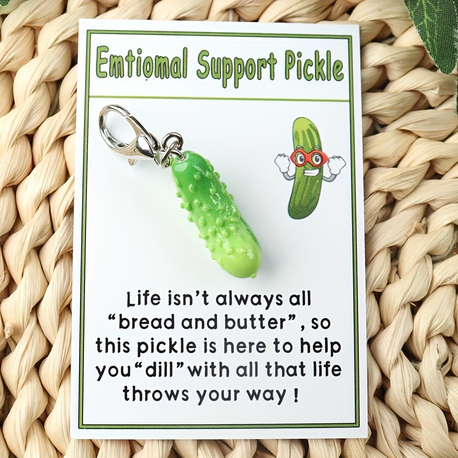 1/ 2pcs Funky Emotional Support Pickle Keychain - Green Resin Cucumber ...