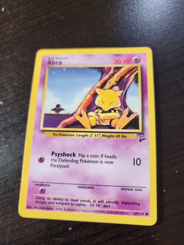 Abra 65/130 Base Set 2 Unlimited Common Vintage 1999 Pokemon Card Near ...