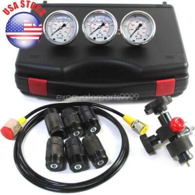 SINOCMP Hydraulic Nitrogen Accumulator Charging Pressure Test Kit W/ 7 ...