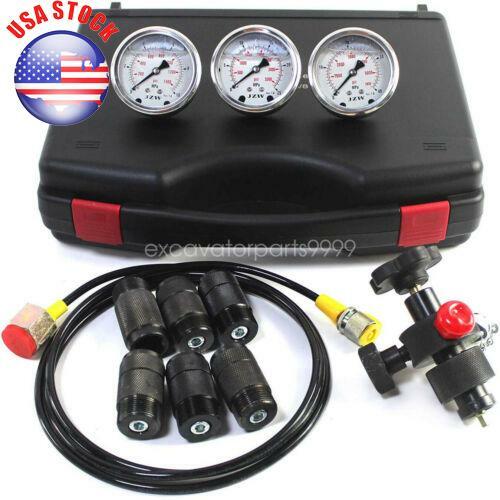 SINOCMP Hydraulic Nitrogen Accumulator Charging Pressure Test Kit W/ 7 ...