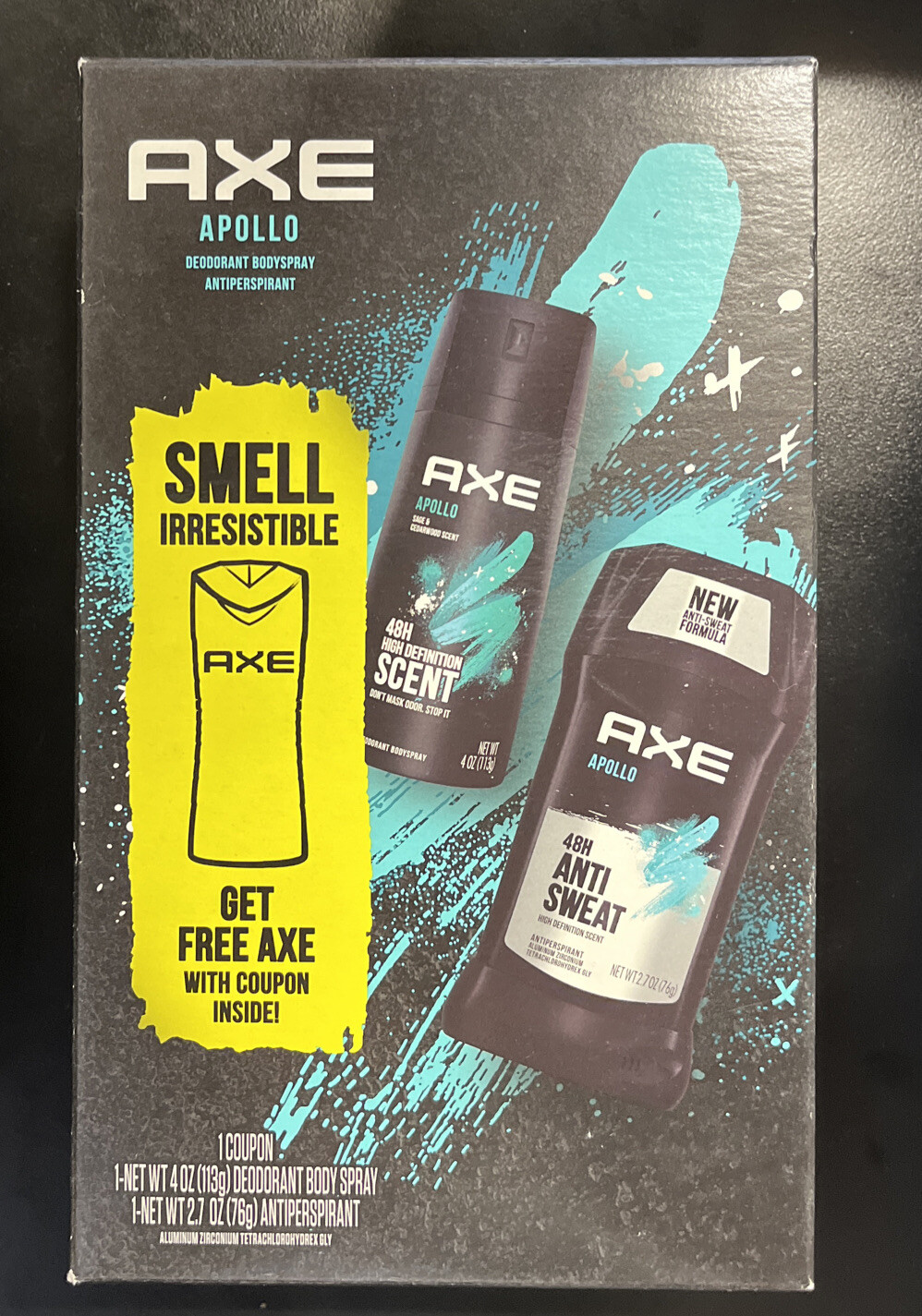 Axe Apollo Gift Set 1 4.0 oz spray deodorant and 1 2.7oz Antiperspirant ...
