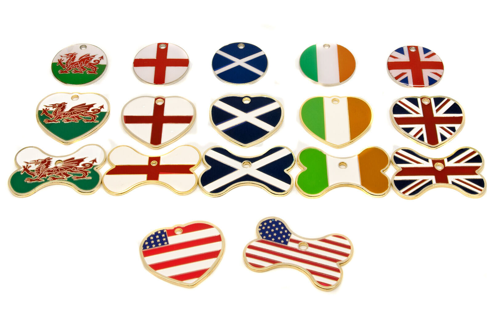 ENGRAVED Dog ID Tags Identity Name Collar Pet Disc Flag Personalised ...