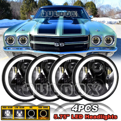 4PCS For Chevy Chevelle 1964-1970 5.75" 5-3/4 LED Headlights Hi-Lo Beam ...