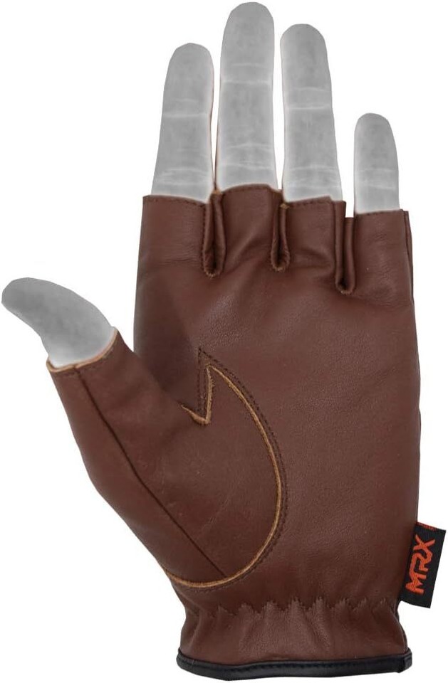 MRX Mens Soft Goat Leather Driving Glove Half Finger Motorcycle Riding ...