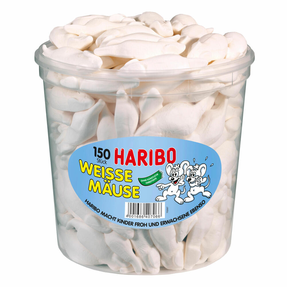 Haribo White Mice Foam Sugar Candy 150 Pieces 1050g Tin | eBay