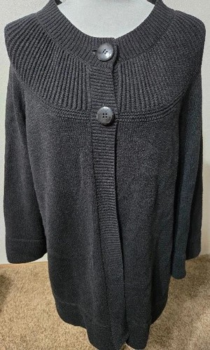 1X JM Collections NEW womens Bust 52" L 29" sweater cardigan black ...