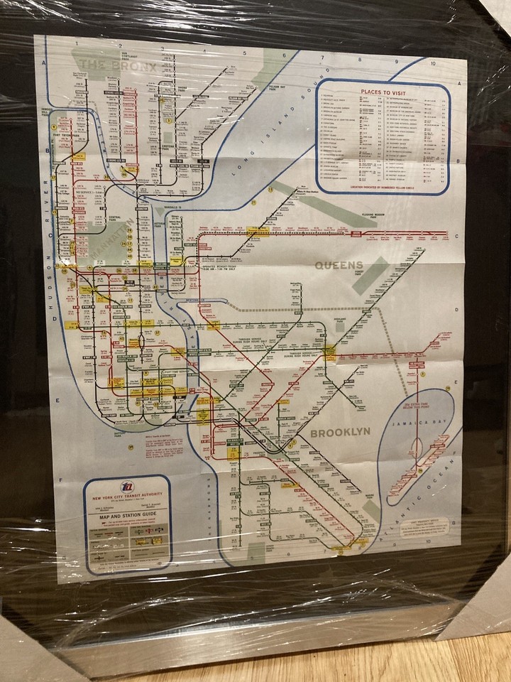 Framed 1967 NYC New York Subway Elevated Map | eBay