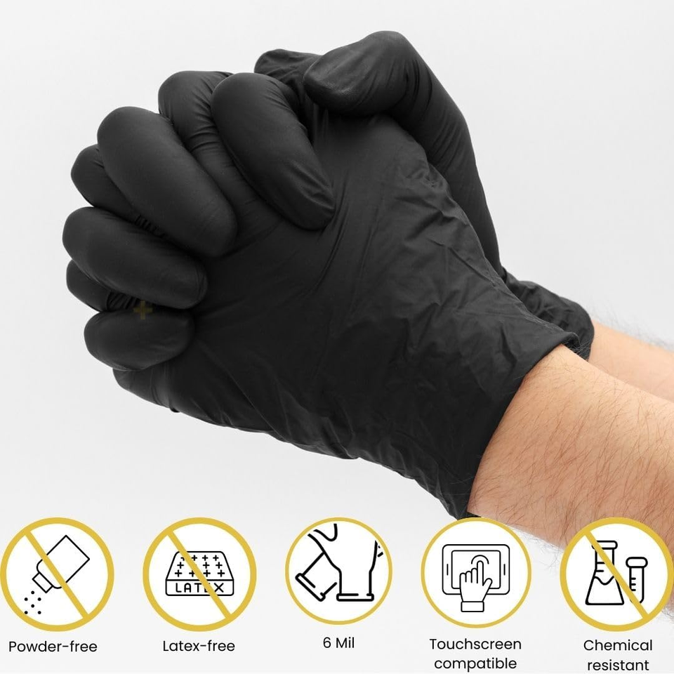 Xtraguard Black Nitrile Gloves - Heavy Duty, 6 Mil, Disposable, Latex ...