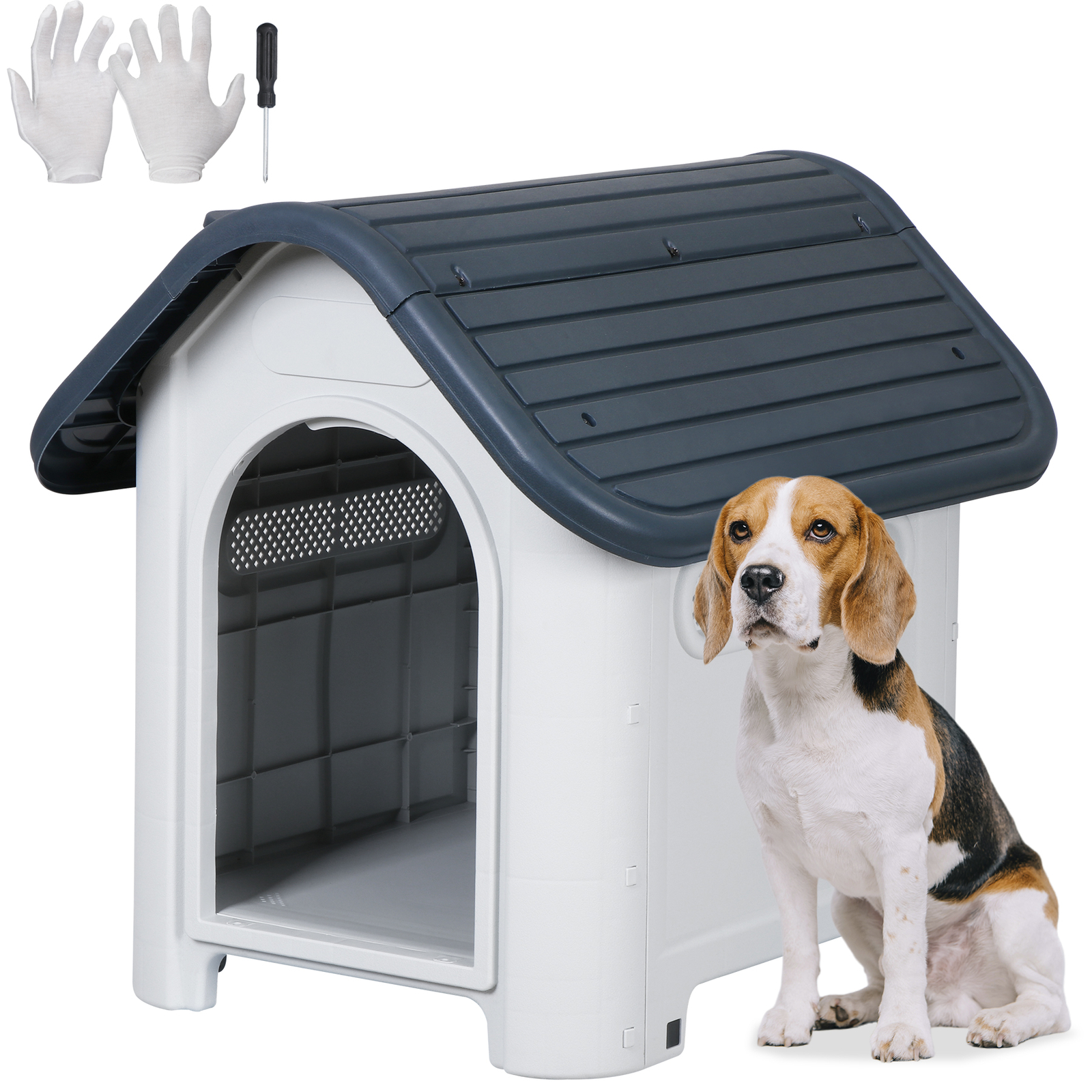Plastic Portable Dog House Water Resistant Large Pet House Arch-Shape ...