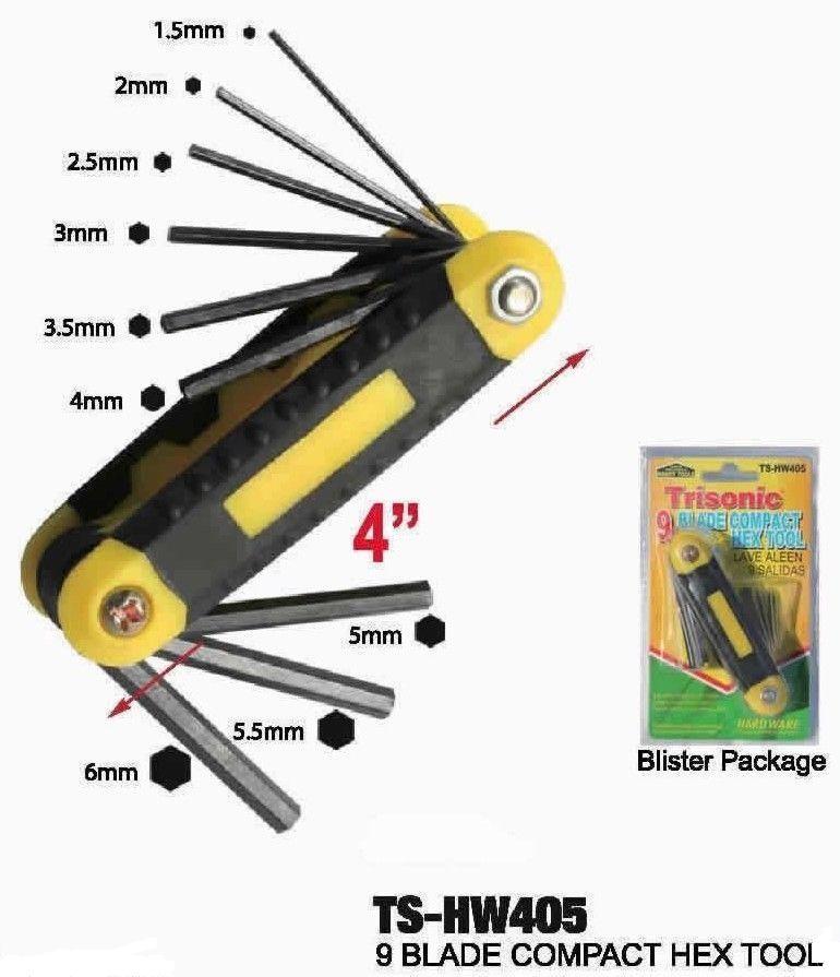 9 Pcs Fold Up Hexagon Key Set Hex Allen Wrench Driver Metric Tool New ...