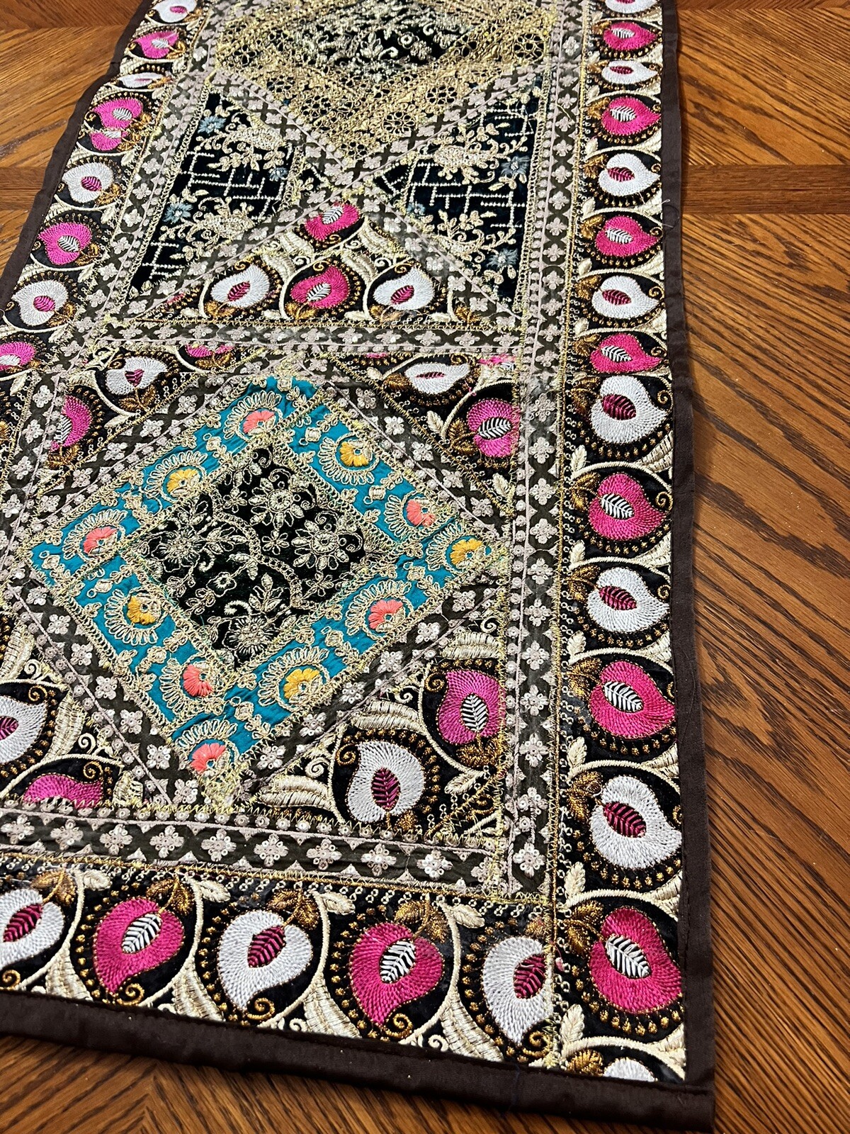 India Cotton Patchwork Dining Table Runner Embroidered Tapestry ...