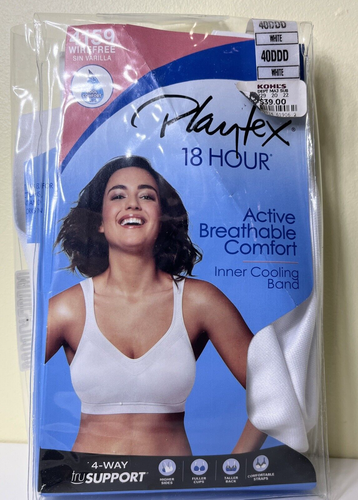 Playtex 18 Hour Bra Active Breathable Comfort 4159 Wirefree White Size ...