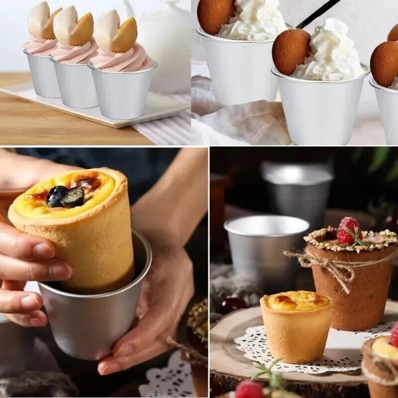 8x Aluminium Dariol Mould Baking Cup Dariole Pudding Dessert Creme ...
