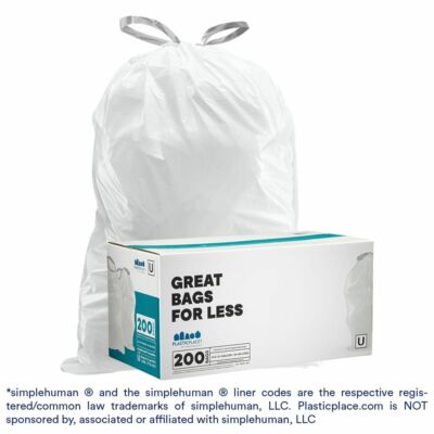 Plasticplace Custom Fit Trash Bags Compatible with simplehuman Code U ...