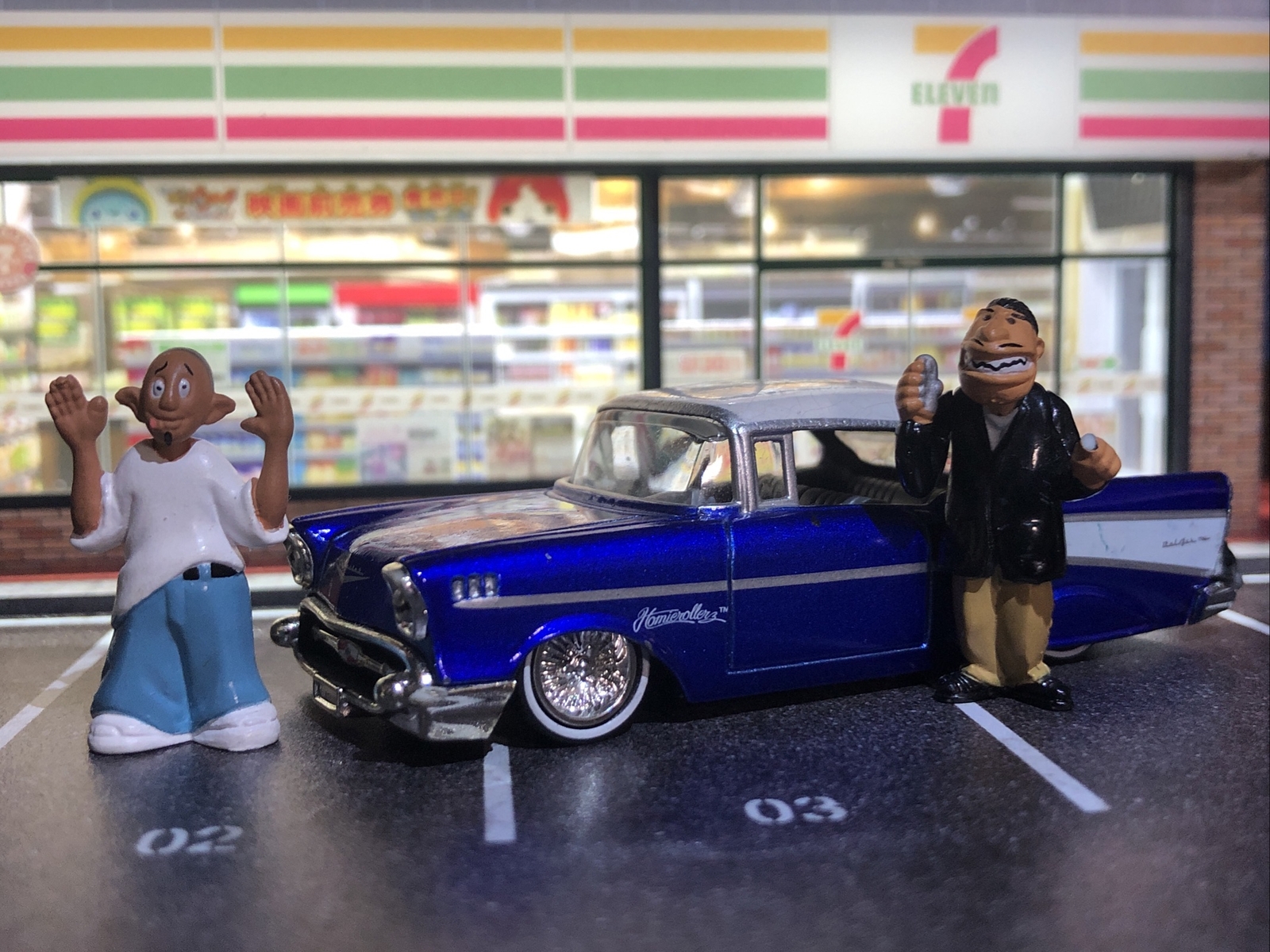 Jada Toys Homie Rollerz Lowrider '57 Chevy Bel-Air 1:64 + 2 Homies ...
