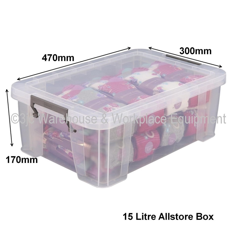 NEW Allstore Commercial Quality Clear Plastic Storage Box Boxes & Lids ...