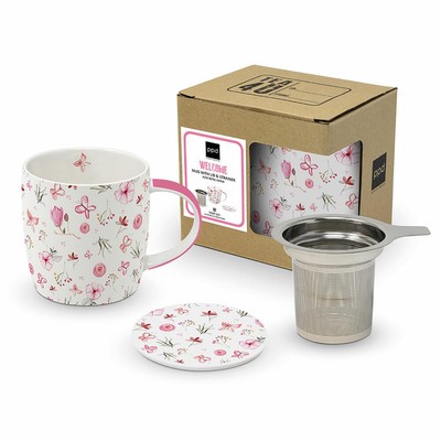 PPD Welcome T-Mug Tea Mug Cup with Strainer and Lid New Bone China ...