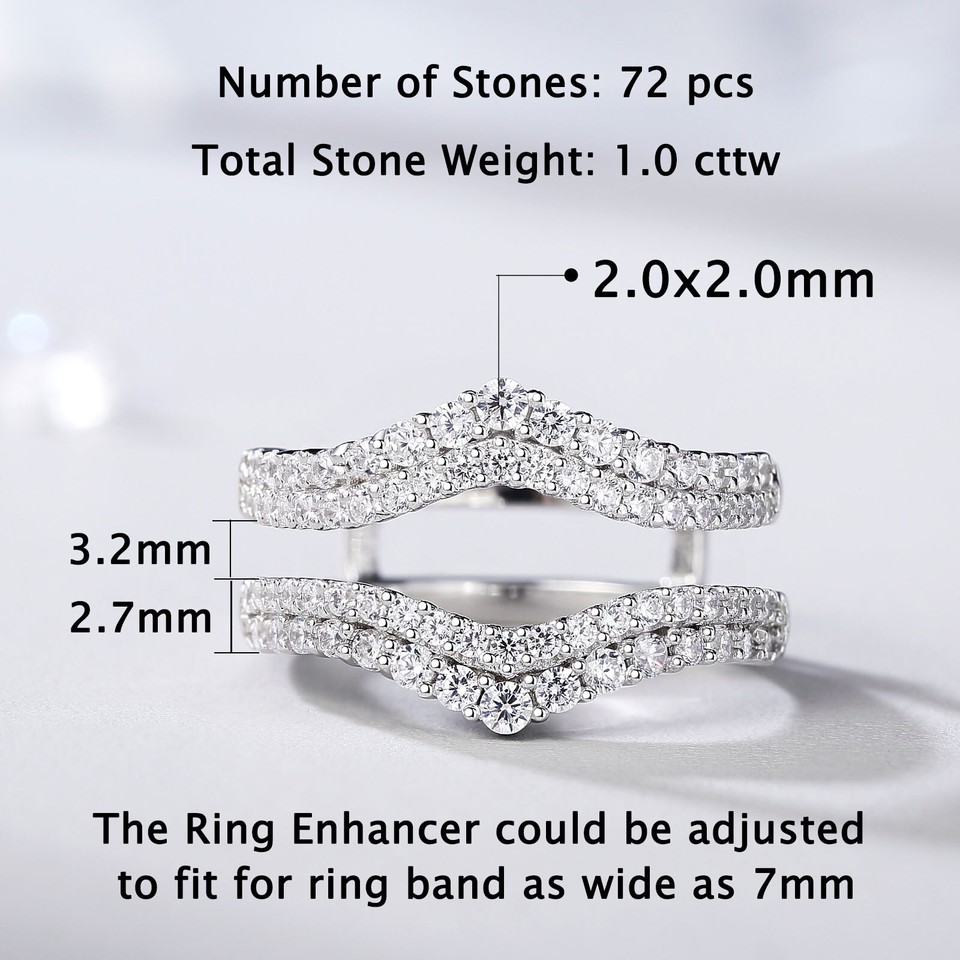 Newshe Gold Over Sterling Silver Wedding Ring Enhancer for Engagement ...