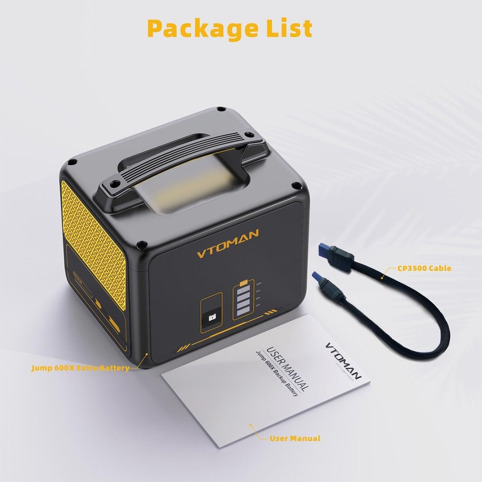 VTOMAN Jump 600X Portable Power Station 600W, 299Wh Battery Powered ...