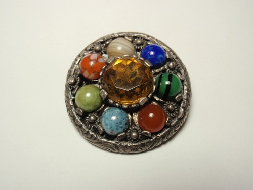 Signed Miracle Scottish Round Stone & Amber Rhineston… - Gem