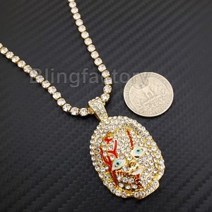 Hip Hop Chucky Doll Head pendant & 18" 1 ROW DIAMOND Choker Chain ...
