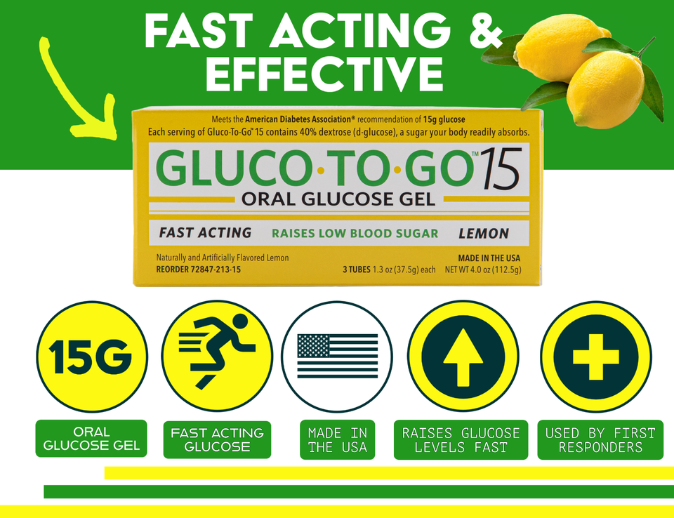 Gluco-To-Go 15 oral glucose gel (3 tubes 1.3 oz (37.5 g) each) Lemon ...