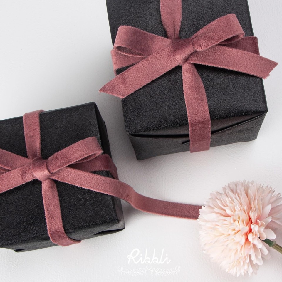 Rosy Mauve Velvet Ribbon Double Faced 3/8 Inch 10-Yard Spool Rose Gold ...