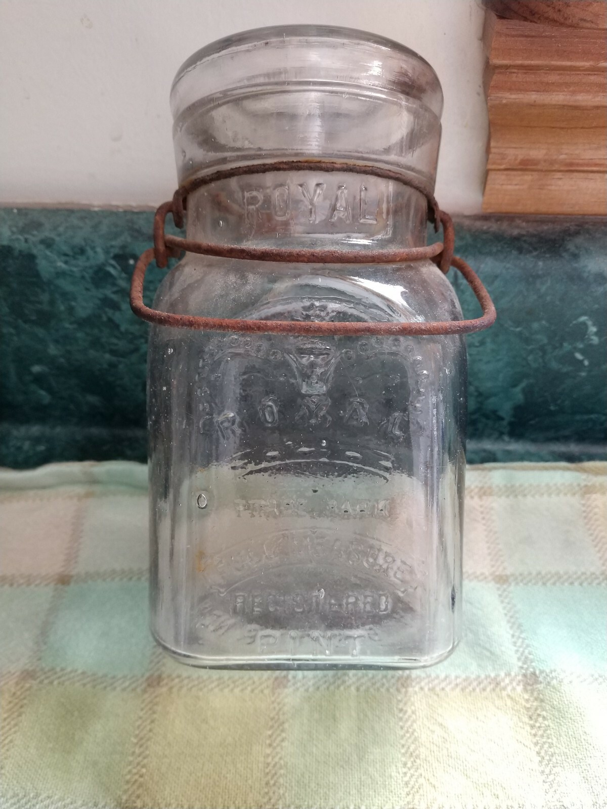Vintage Royal Pint Canning Jars With Lid And Bail patented date April ...