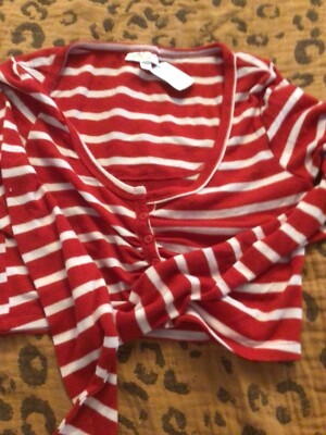colsie crop pajama top only soft red white stripes medium nwot | eBay